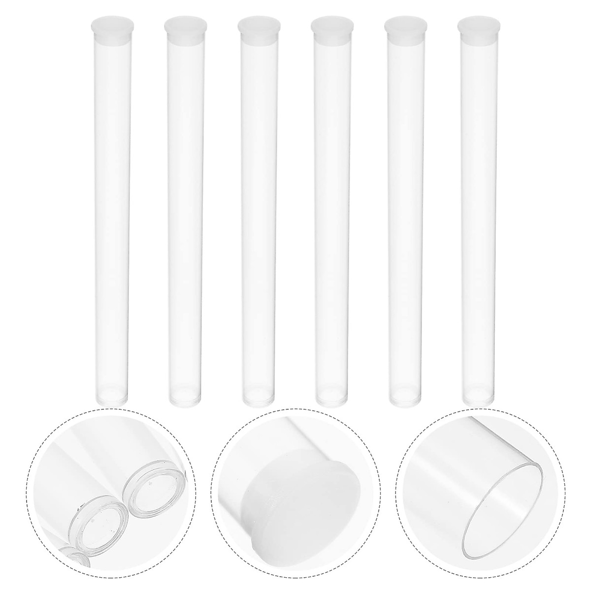 LIOOBO Clear PVC Tube: 6 Pack Acrylic Tubes with Caps, Empty Tube Packaging with Cap, Bead Craft Supply Storage