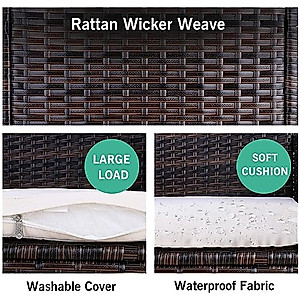 3pcs Patio Furniture Bistro Set PE Rattan Wicker Chairs with Coffee Table Set, Brown