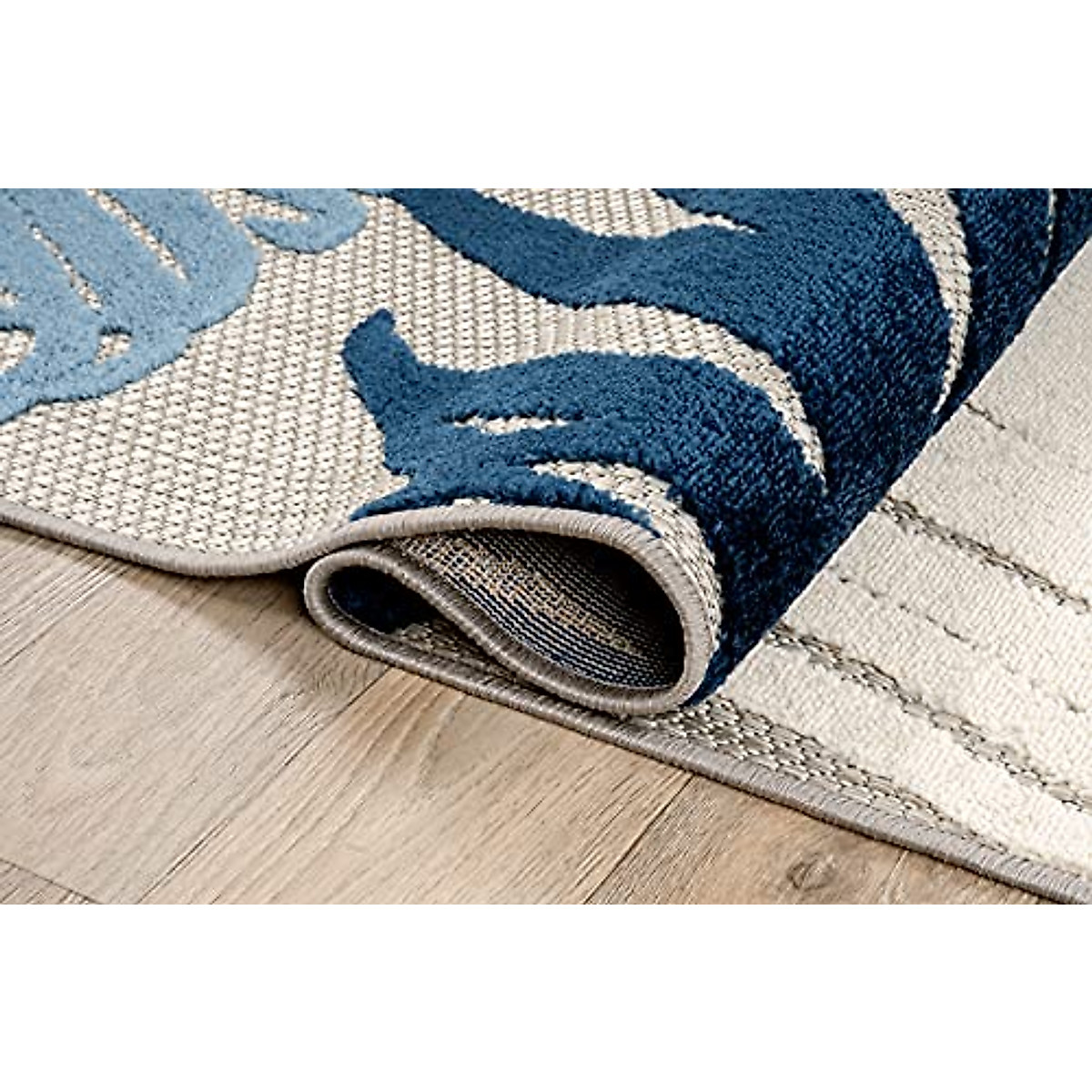 Rugshop Lucca Contemporary Floral Indoor/Outdoor Area Rug 5' x 7' Navy