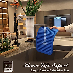 Breeze Touch Silicone Trivet Mats for Hot Dishes, 4 Pack Pot Holders for Kitchen Trivets for Hot Pots and Pans, Heat Resistant Non-Slip Hot Pads for Jar Opener Spoon Holder Counter, 9"x12" Blue