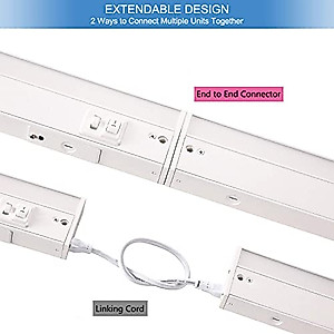 Tianyoelec 12-inch Connector Linking Cable for LED Under Cabinet Lighting Fixtures, White, LJP0300