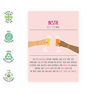CENTRAL 23 Bestfriend Card - Birthday Card For Best Friend Woman - Bestie Cheers - Friendship Gifts For Women Female - Bff Appreciation Card For Her - Comes With Fun Stickers