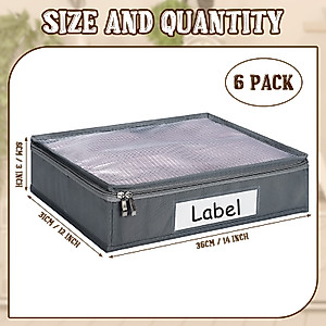 Panelee 6 Pcs 14 x 12 x 3 Inch Sweater Storage Bags Easy Gliding Zippered Sweater Bag Sweater Organizer Closets Under the Bed Zippered Storage Bags with Label Pocket to Avoid Dust Dirt (Gray)