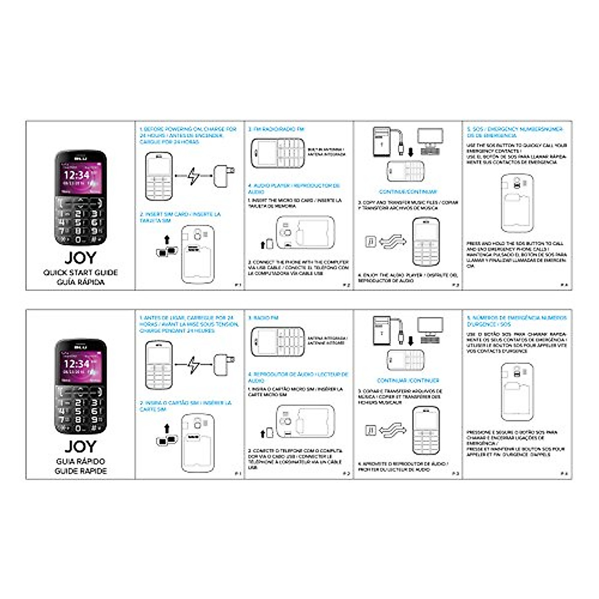 BLU JOY - 2.4", Factory Unlocked Phone - Black