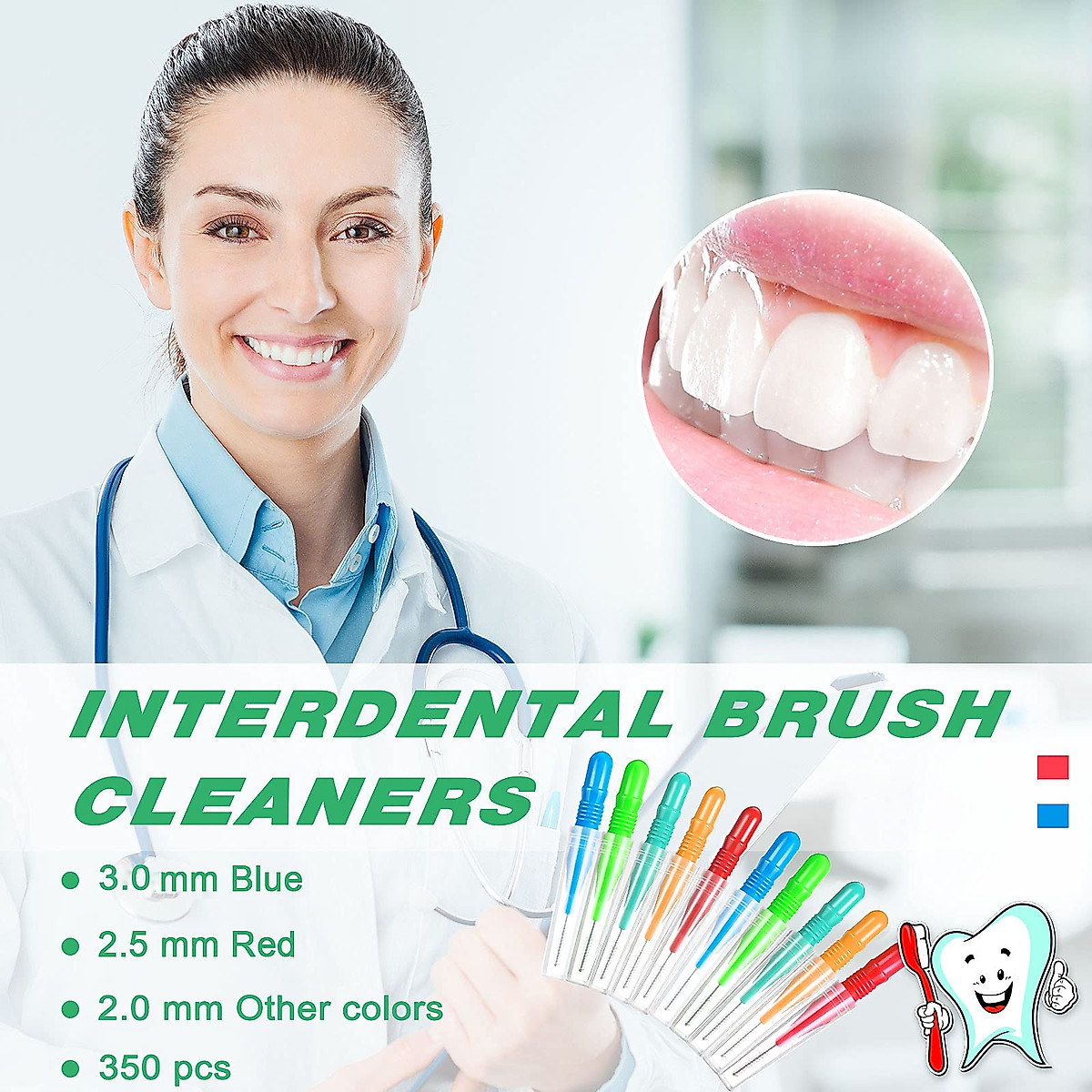 350 Pieces Soft Interdental Brush Steel Dental Picks Mixed Color Dental Flosser Oral Brush Floss Silicone Tooth Cleaning Tool for Oral Mouth Teeth Cleaning