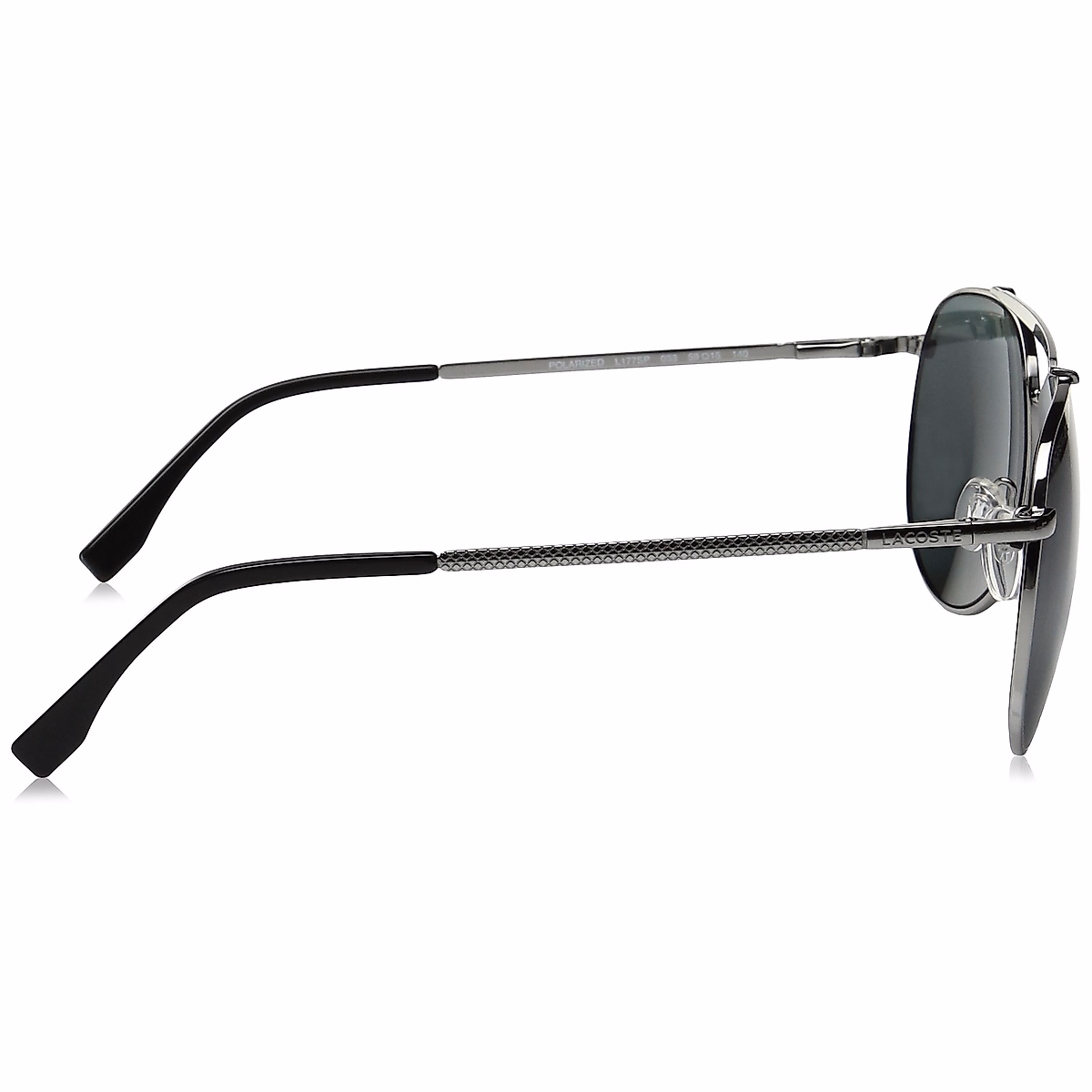 Lacoste Men's L177S Aviator Sunglasses, Gunmetal/Grey Polarized, 59 mm