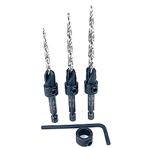 FTG USA Adjustable Wood Countersink Drill Bit Set #6#8#10 with Tapered Drill Bit for Woodworking