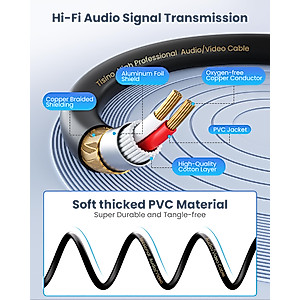 tisino XLR Female to 1/4 Inch (6.35mm) TRS Jack Lead Balanced Signal Interconnect Cable XLR to Quarter inch Patch Cable - 3.3 Feet