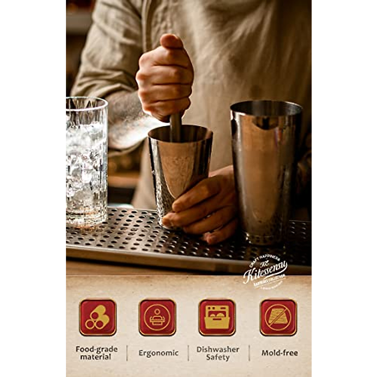 KITESSENSU Wooden Muddler, Durable Wood Ice Crusher Muddler for Cocktails, Excellent Choice for Mojitos, Caipirinhas, Fruits, Herbs, Spices Based Drinks