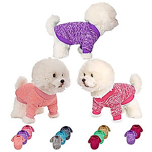 MOIRIG Dog Sweater, Dog Sweaters for Small Dogs, 3 Pack Warm Soft Pet Clothes for Puppy, Medium Large Cat, Dogs Girl or Boy, Dog Shirt for Winter Christmas (X-Small, Pink+Purple+HotPink)