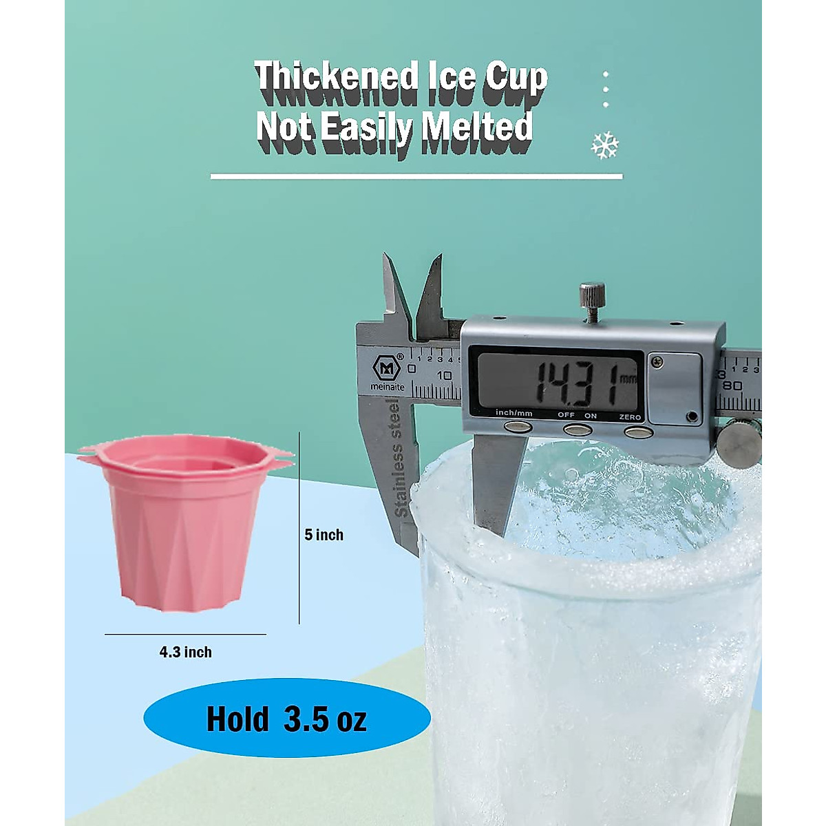 FEIJISQIU Shot Glass Ice Mold Holds 3.5oz Each.Ice Cup Molds are perfect for serving whiskey, cocktails and drink. (2 in 1) Ice Cup Maker,The ice cup thickness 0.5inch.It can take cold continuously.