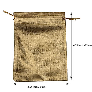 BEAVOING Pack of 100 3.54"x4.72" Heavy Duty Gold Drawstring Organza Jewelry Pouches Wedding Party Christmas Favor Gift Candy Chocolate Bags (Gold, 3.54"x4.72")