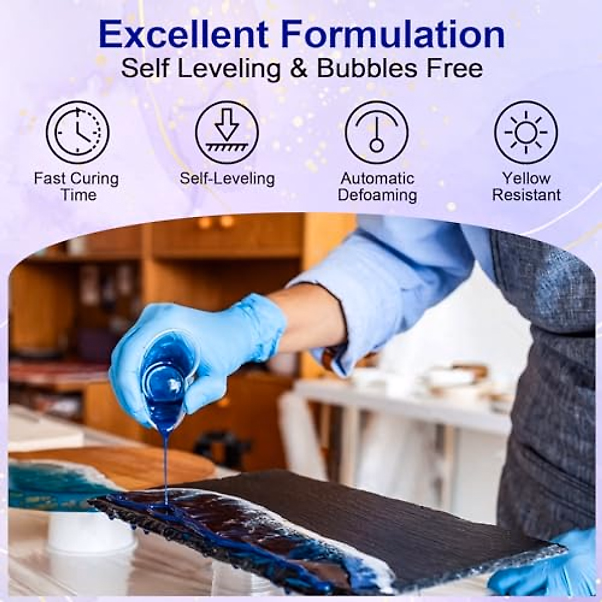 Epoxy Resin Kit 72OZ - Crystal Clear Resin Epoxy - No Yellowing No Bubble Art Resin Casting Resin for Art Crafts, Jewelry Making, Wood & Resin Molds(36OZ x 2)