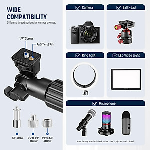 NEEWER Overhead Camera Desk Mount Rig Stand with 2 Boom Arms for Photography Devices: Video Light Ring Light Phone Mount Webcam Mic Compact DSLR for Home Office Studio Live Streaming Broadcast, ST008