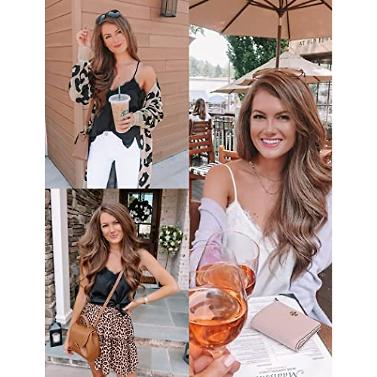 Ekouaer Women's 2 PCS Silk Satin Tank Top Lace Cami Spaghetti Strap Top Soft Camisoles Black & White L