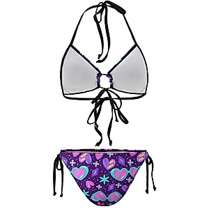 Vintage 80s 90s Style-26 Women's Bikinis Sets Halter String Triangle 2 Piece Sexy Swimsuit Bathing Suits M