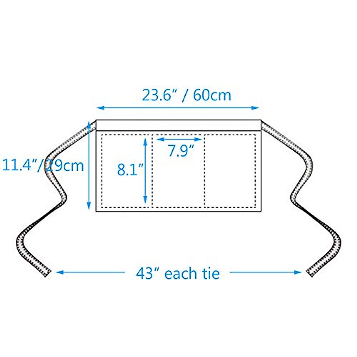 BOHARERS Waist Apron with 3 Pockets - Black Waitress Waiter Server Short Aprons