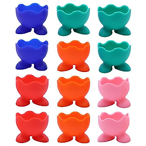 Luxshiny 12pcs Egg Boiler Egg Cup with Egg Poaching Cup Stovetop Egg Cup Poached Egg Cooker Egg Storage Cups Oven Egg Cooker Boiled Egg Serving Cups Egg Shape Display Stand