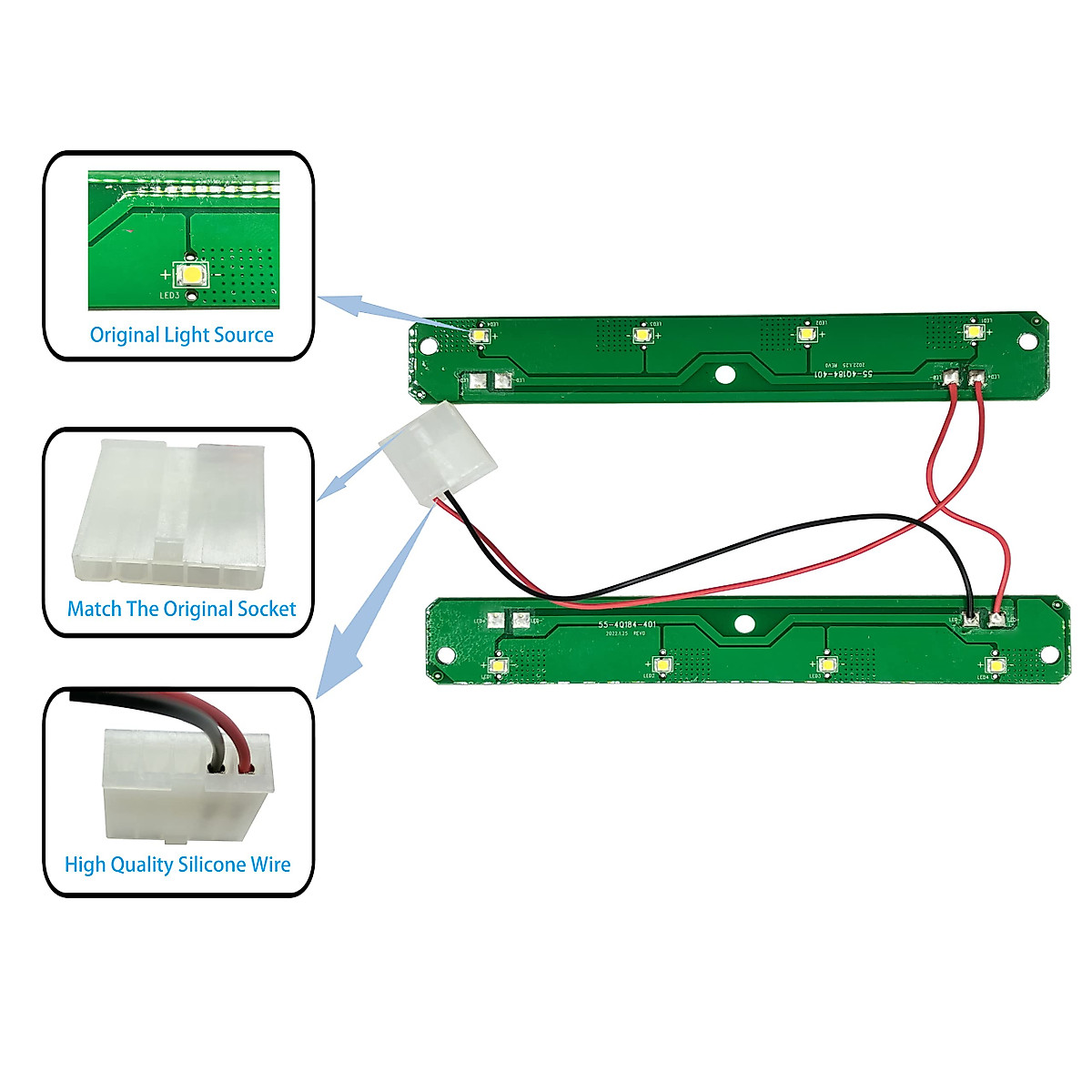 W11043011 W10866538 (Natural white light) Compatible with Whirlpool Kenmore Maytag Fridge Refrigerato LED Light(Note: This project only contains PCB light board, without shell)