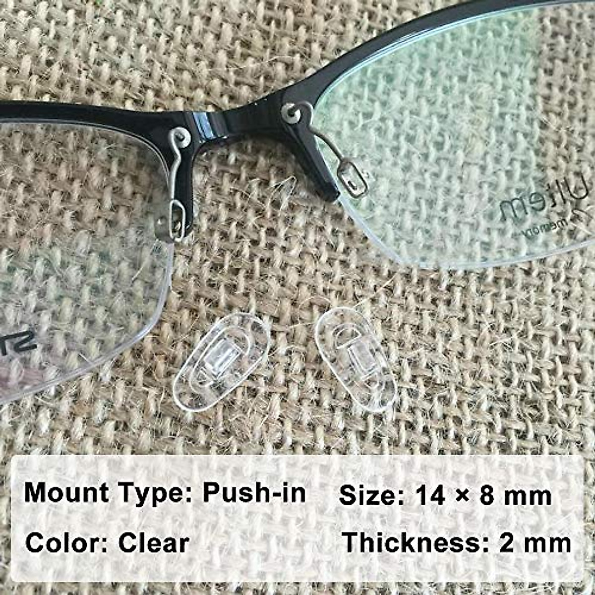 Push-in Eyeglass Nose Pads, 6 Pairs 14mm Soft Silicone Push in Nose Pads for Glasses