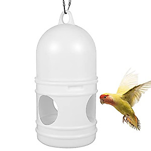 Balacoo Bird Water Dispenser - 2Pcs Bird Feeder Bird Water Dispenser Plastic Poultry Drinker Water Container Jar Pigeons Feeder Water Pot for Cage Pet Parrot Budgie Quail Chickens White