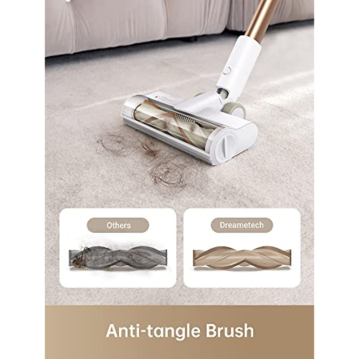 Dreametech Cordless Vacuum Cleaner, P10 Pro Vacuum Cleaner with 22Kpa Powerful Suction, 2 in 1 Lightweight Stick Vacuum for Hard Floor Pet Hair