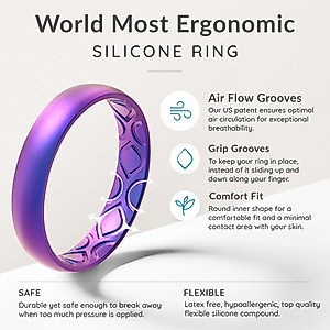 ThunderFit Women Breathable Eternity Pattern Silicone Wedding Rings Anniversary Bands 4mm Wide 1.5mm Thick - 1/2/3/4/5/6/7/8/9/10/12 Variety Multipack