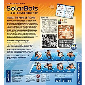 Thames & Kosmos SolarBots: 8-in-1 Solar Robot STEM Experiment Kit | Build 8 Cool Solar-Powered Robots in Minutes | No Batteries Required | Learn About Solar Energy & Technology | Solar Panel Included