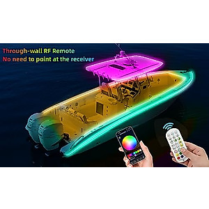 ROLiGHTiC 25FT LED Boat Lights, 12V APP RF Remote Control Pontoon Boat Lights, IP66 Waterproof RGB Marine Strip Lights, Boat Interior Light, Boat Deck Light for Bass Boat, Fishing Boat, Yacht