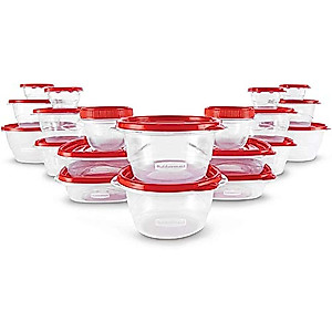 Rubbermaid TakeAlongs Meal Prep 50-Piece Food Storage Containers, Red