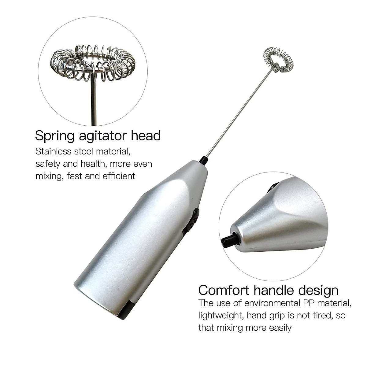 Superior 2Pcs Milk Frother Handheld Electric Milk Frother Kitchen Drink Foamer Whisk Mixer Stirrer Coffee Cappuccino Creamer Whisk Frothy Blend Whisker Egg Beater(Black&White)