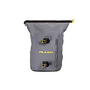 Plano Z-Series Roll-Top Waterproof Fishing Tackle Backpack, Gray Fabric, Includes 2 Clear 3700 Stowaway Utility Boxes, Fishing Backpack with Tackle Boxes