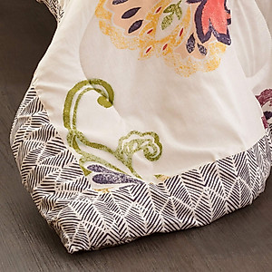 Lush Decor Aster Comforter Flower Pattern Reversible 5 Piece Lightweight Bedding Set, Coral & Navy, Full/Queen