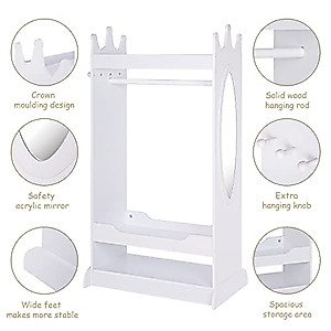 UTEX Kid’s See and Store Dress-up Center, Costume Closet for Kids, Open Hanging Armoire Closet,Pretend Storage Closet for Kids,Costume Storage Dresser (White)