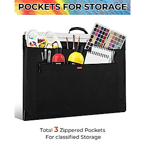 Nicpro Light Weight Art Portfolio Bag, 24x36 Black Art Canvas Portfolio Case with Detachable Shoulder Strap, Leather Corners, Carrying Storage Case for Artwork, Poster, Sketching, and Drawing