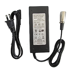 Abakoo 29.4V 2.85A UL Charger Power Supply Adapter for 29.4V 24V 7S only Lithium Battery Pack with 3-Pin XLR Male Connector
