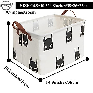 HIYAGON Kids Storage Basket Batman Easter Basket Cute Basket Empty Toy Storage Bin Organizer Box Rectangular Room Decor for Home Books(Black bats)
