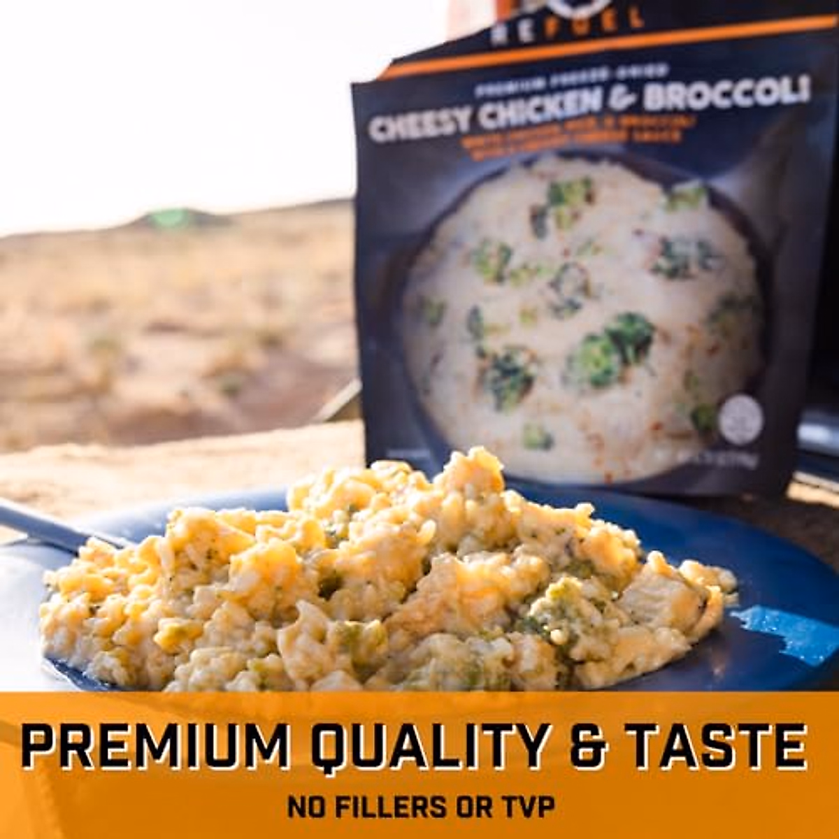 Peak Refuel Cheesy Chicken & Broccoli | Premium Freeze Dried Camping Food | Backpacking & Hiking MRE Meals | Just Add Water | 100% Real Meat | 52g of Protein | 2 Serving Pouch