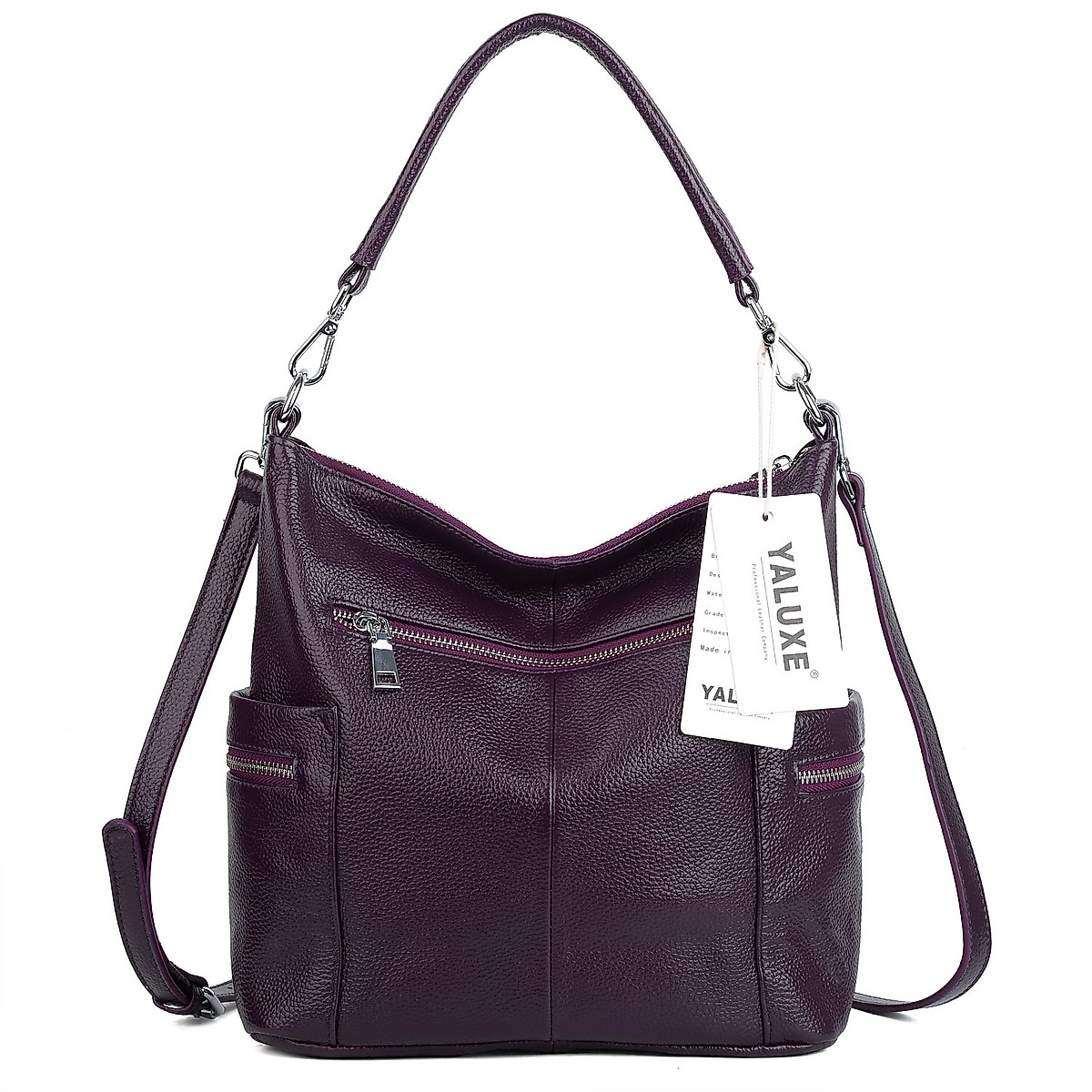 YALUXE Women's Leather Medium Purse Multi Pocket Soft Cowhide