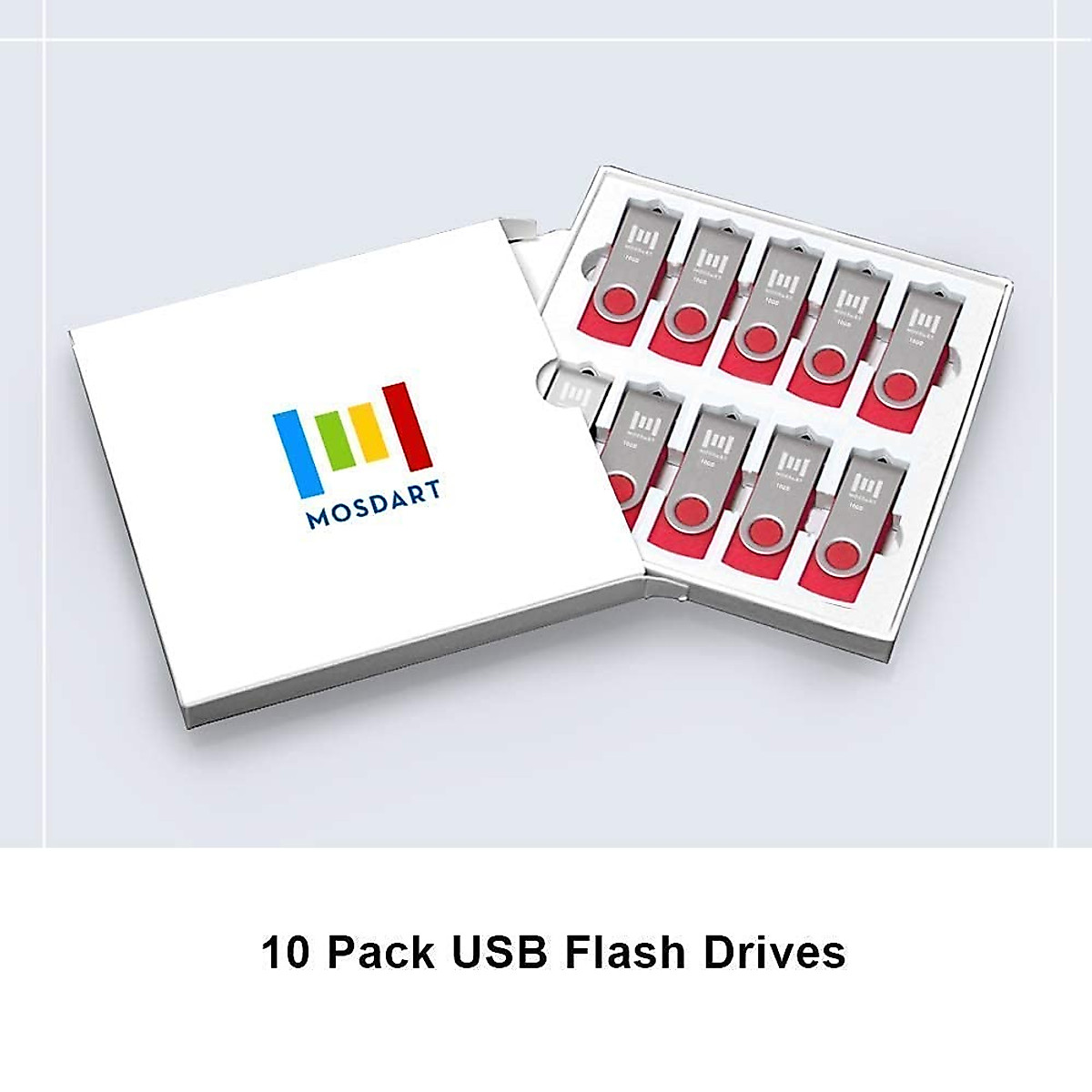 MOSDART 20 Pack 16GB USB2.0 Flash Drive, Includes 10 Pcs Red Color and 10 Pcs Black Color Pen Drive