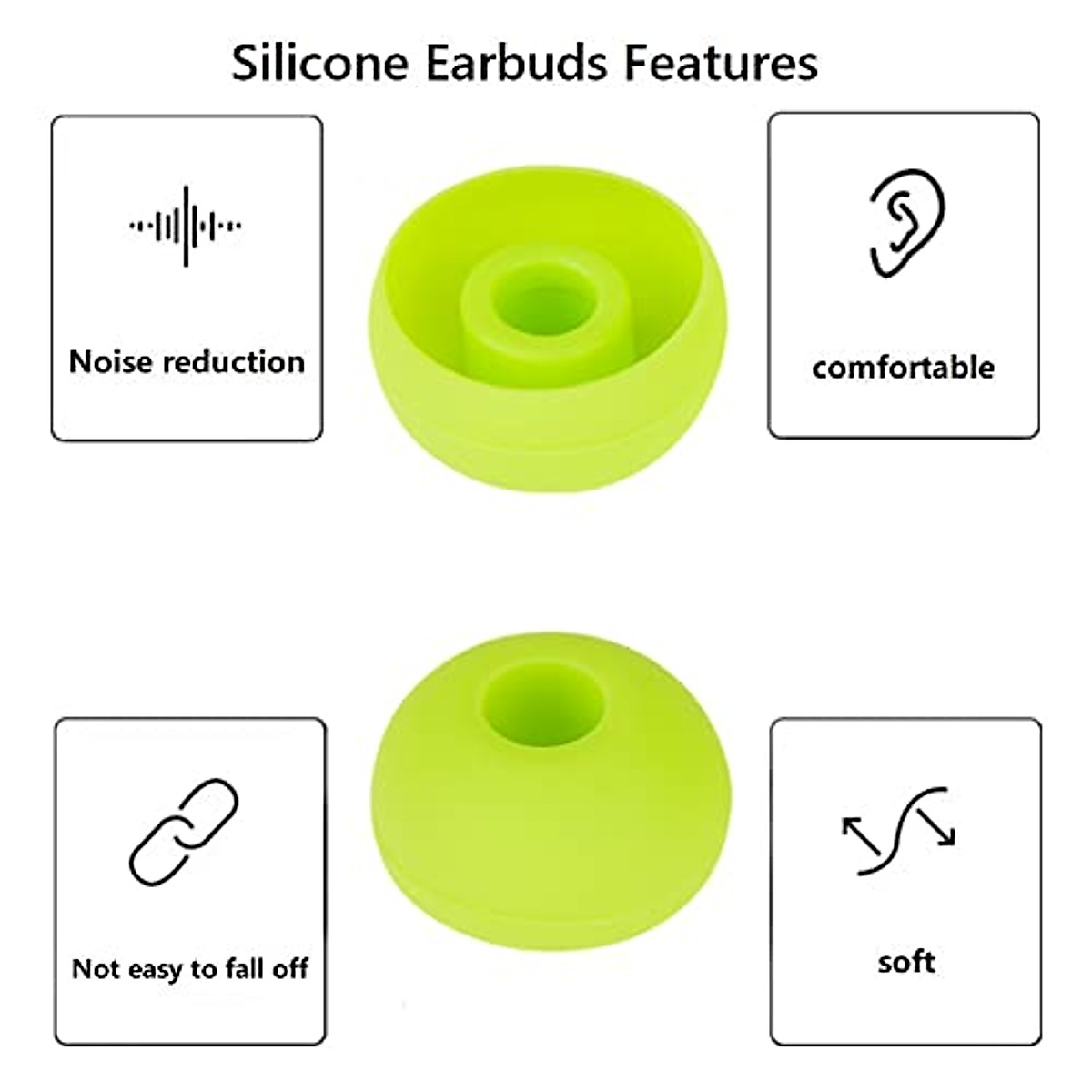 Replacement Earbud Tips for Powerbeats 2 Silicone Earbud Tips Earbuds Set Compatible with Beats Powerbeats 3 Powerbeats 2 Wireless in-Ear Earphones,4 Pairs,Fluorescent Yellow