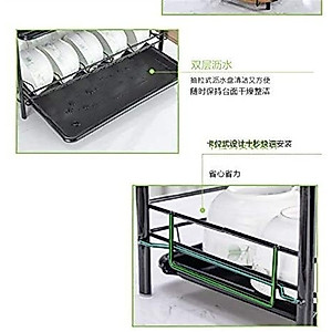 Plate Rack Draining Dish Rack Black Double Stainless Steel Dish Rack Drying Rack Utensil Holder Cutting Board Holder And Dish Drainer Pan Plate Holder