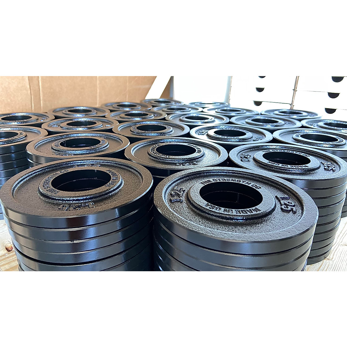 The Strength Co. 1.25LB Olympic Barbell Change Plate, Sold in Pairs, Made In USA, Black E-Coat