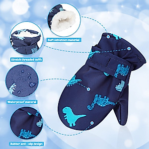 SATINIOR 3 Pairs Toddler Waterproof Gloves Mittens Lined with Fleece for Winter Skiing With 2-4 Years Old