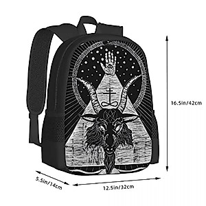 AMRANDOM Pentagram Demon Satanic Goat Head Travel Backpack For School Water Resistant Bookbag