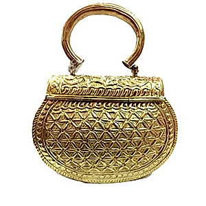 Golden Clutches Vintage Handmade Brass Metal Purse Hand Clutch Handbag for Women Party Bride Marriage Clutch
