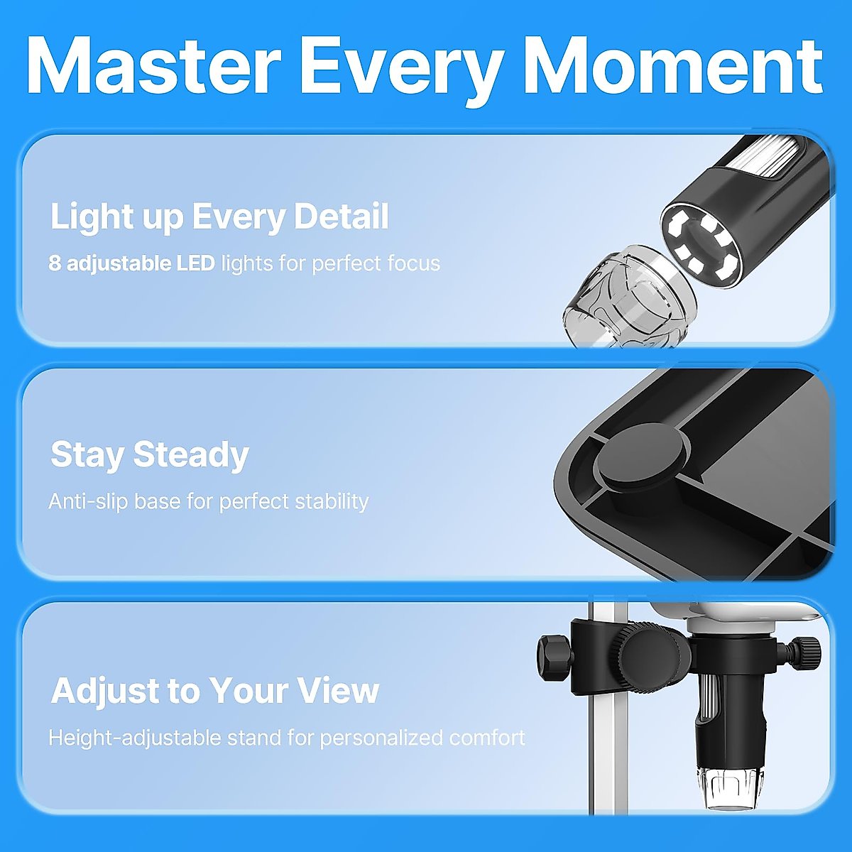 Digital Microscope, 4.3" LCD USB Coin Microscope, 1000X 1080P Error Coin Magnifier with 8 Adjustable LED Lights, PC View, Compatible with Windows for Adults Kids