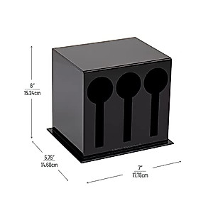 Mind Reader Foundation Collection, 3-Compartment Utensil Dispenser, 24pc. Capacity per Compartment, Cutlery Storage, Countertop Organizer, Kitchen and Breakroom, Black