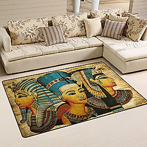 Yochoice Non-Slip Area Rugs Home Decor, Vintage Ancient Egyptian Parchment Floor Mat Living Room Bedroom Carpets Doormats 60 x 39 inches