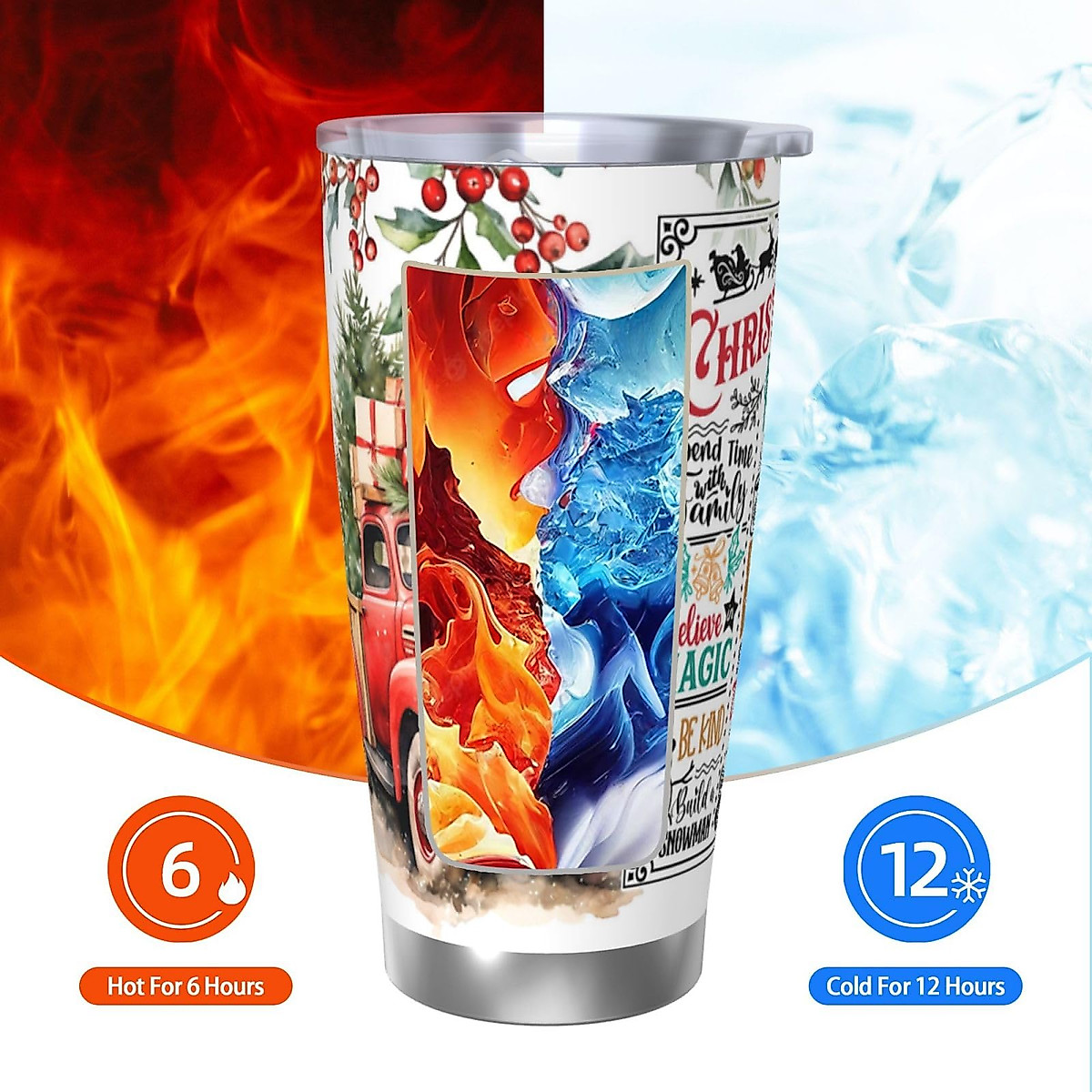 Stainless Steel Coffee Travel Mug - 20oz Snowman Christmas Tree Cup for Mom, Dad, Son, Daughter - Christmas Decor Gift